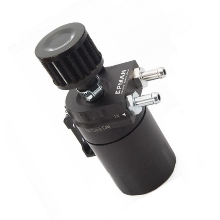 COMPACT BAFFLED CATCH CAN WITH BREATHER - BLACK - BC Direct