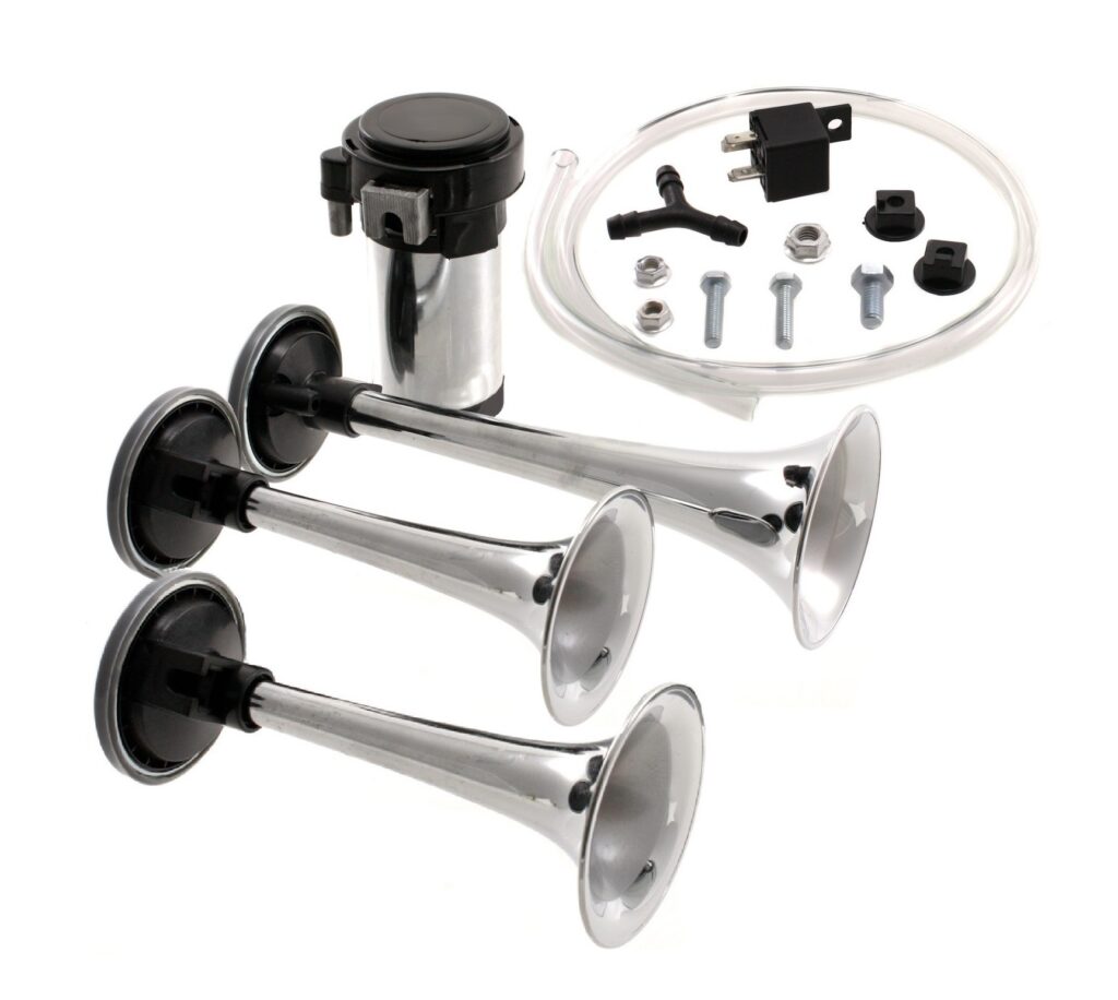 TRIPLE AIR HORN KIT- CHROME 24V - BC Direct